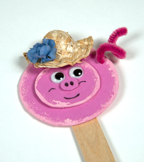Pansy Pig Stick Puppet Bible Craft at Christian Games and Crafts