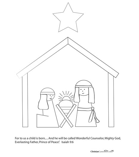 Nativity Coloring Sheet Bible Printable at Christian Games and Crafts